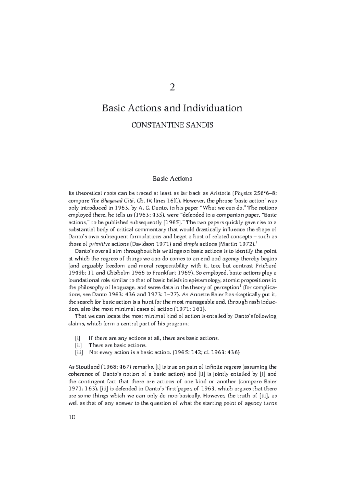 01 CONSTANTINE SANDIS: Basic Actions and Individuation Analysis - Studocu