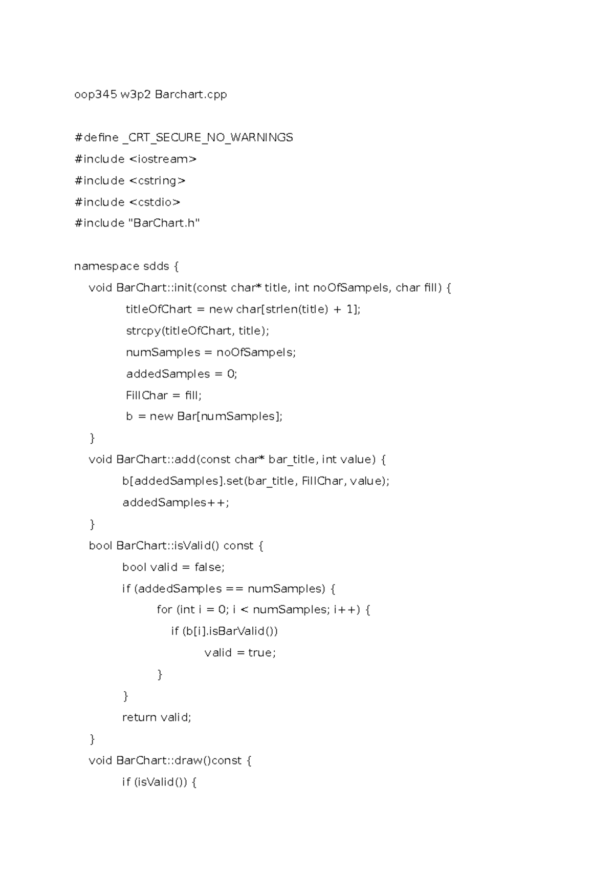 Oop 244 w3p2 Barchart - oop345 w3p2 Barchart #define _CRT_SECURE_NO ...