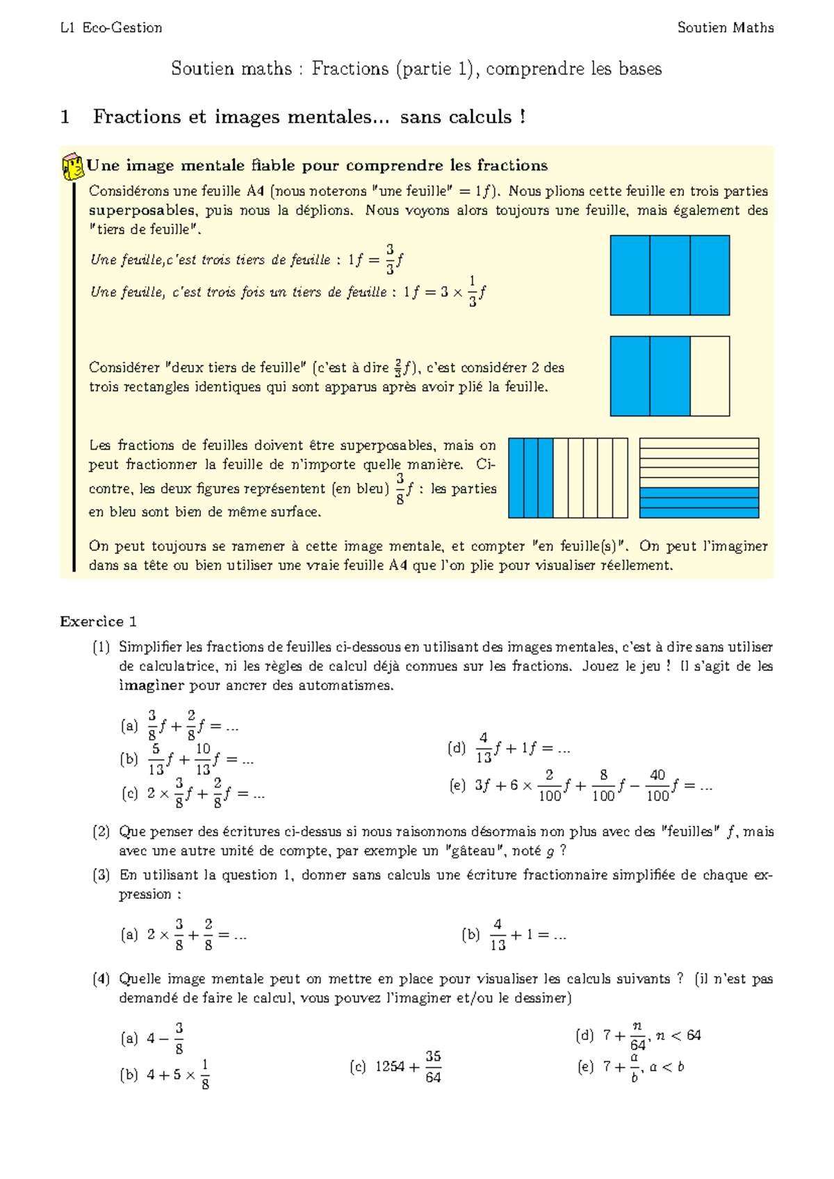 L1 Soutien Maths : Comprendre les Fractions (Partie 1) 2024 - Studocu