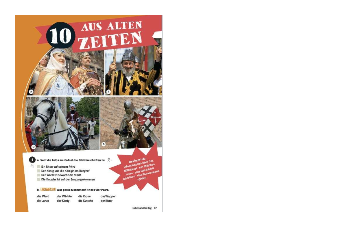 Lektion 10 - Das Leben der Ritter im Mittelalter (AUS ALTEN 10) - Studocu