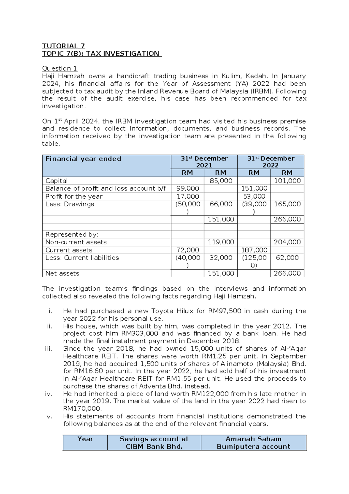 Tutorial 7 - TUTORIAL 7 TOPIC 7(B): TAX INVESTIGATION Question 1 Haji ...