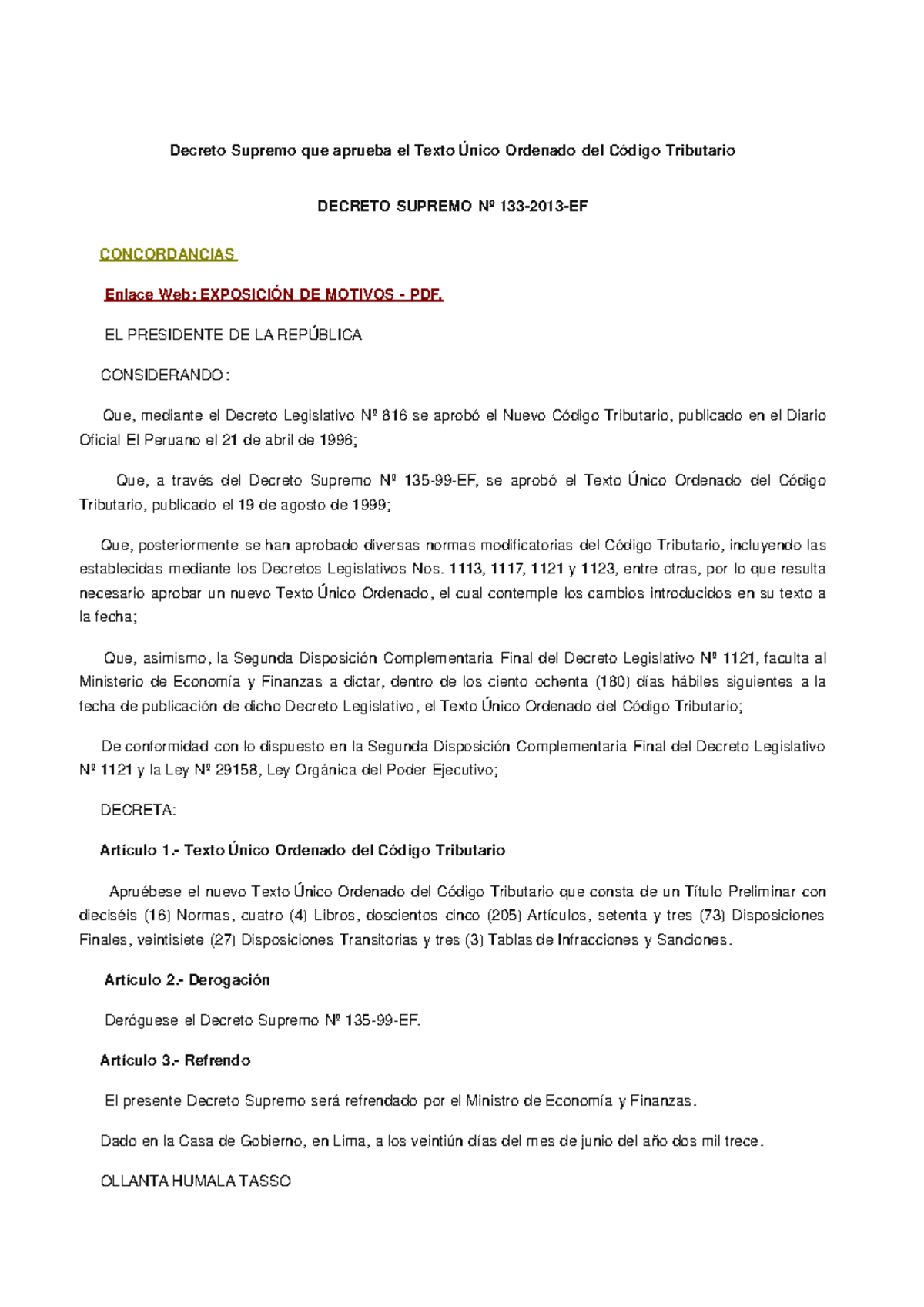 Texto Único Ordenado del Código Tributario - Decreto Supremo H1081161 ...