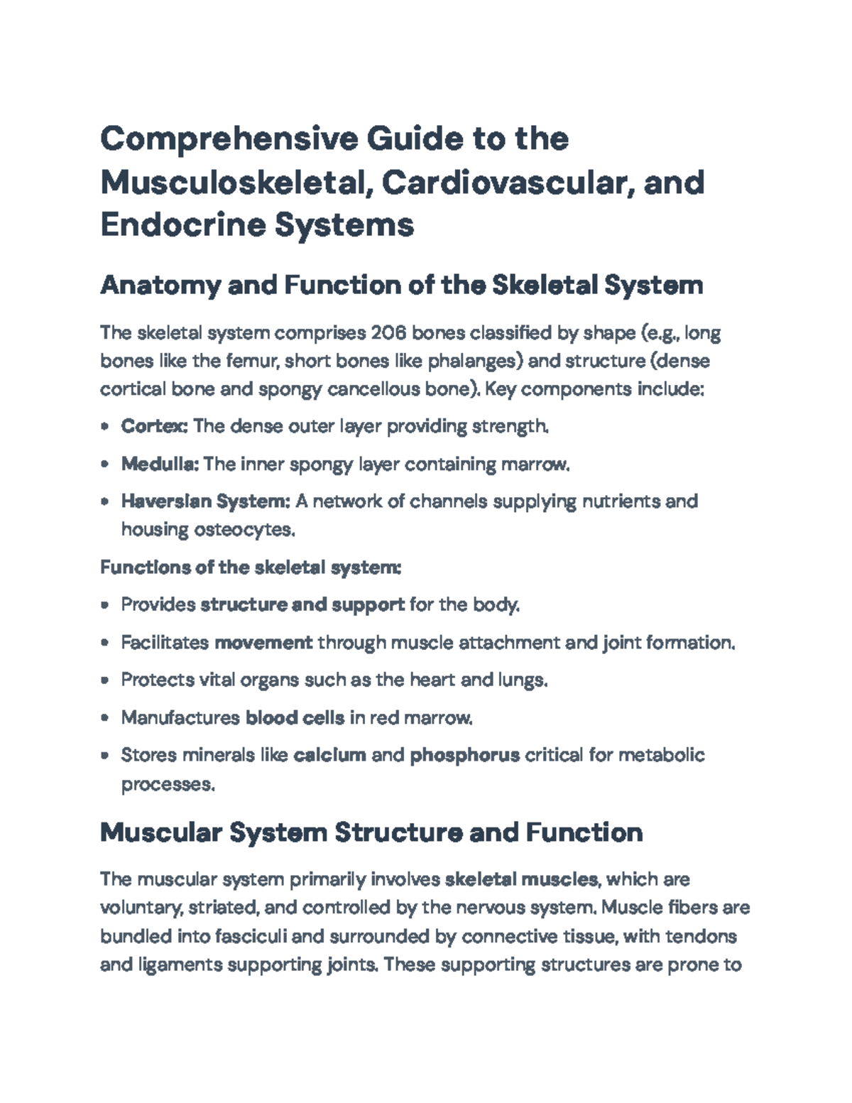 Comprehensive Review of Musculoskeletal, Cardiovascular, and Endocrine ...