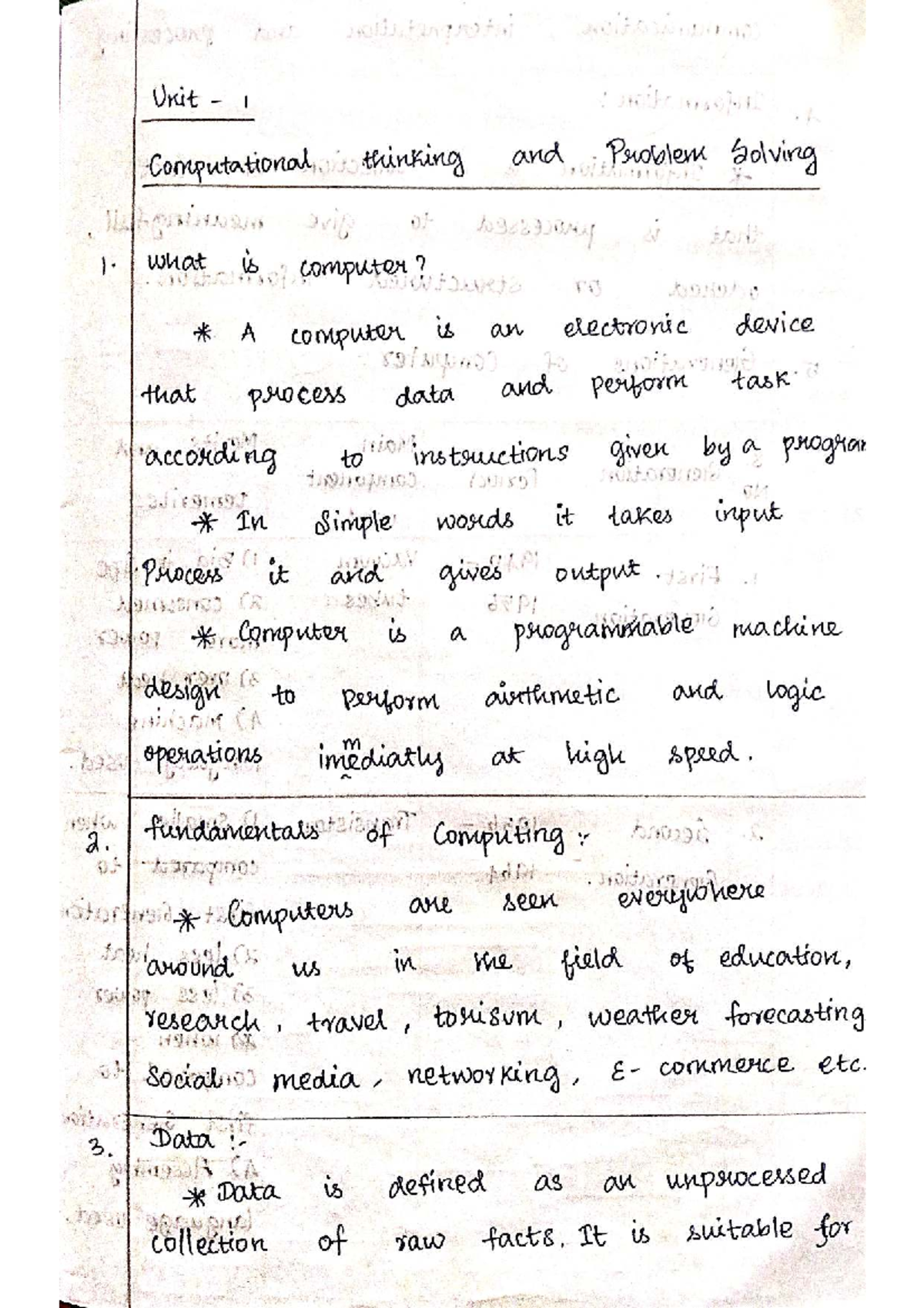 Unit 1: Computational Thinking & Problem Solving (CS101) - Studocu