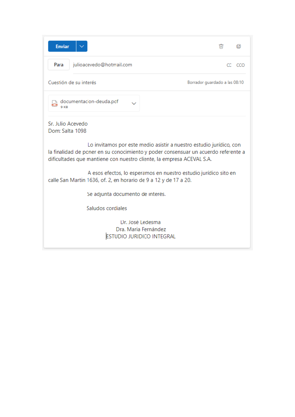 Modelo de Misiva - Email - Studocu