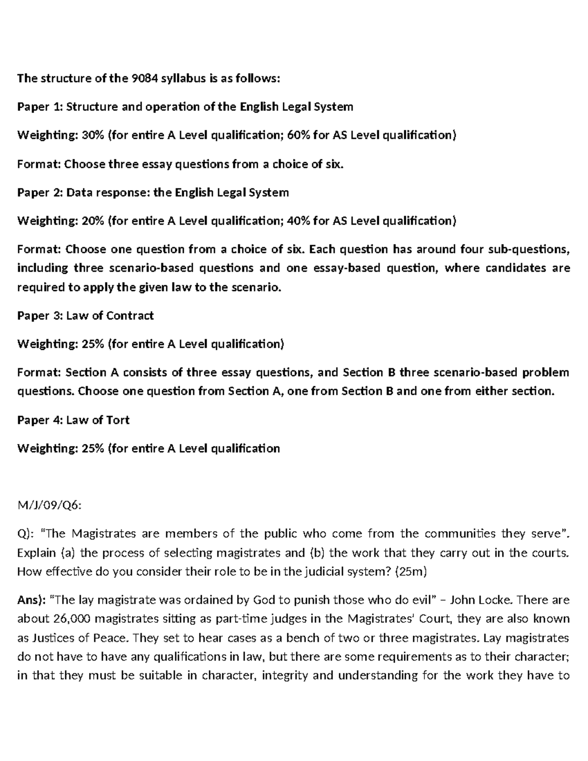 Law 9084 Past Papers: Structure and Key Insights - Studocu
