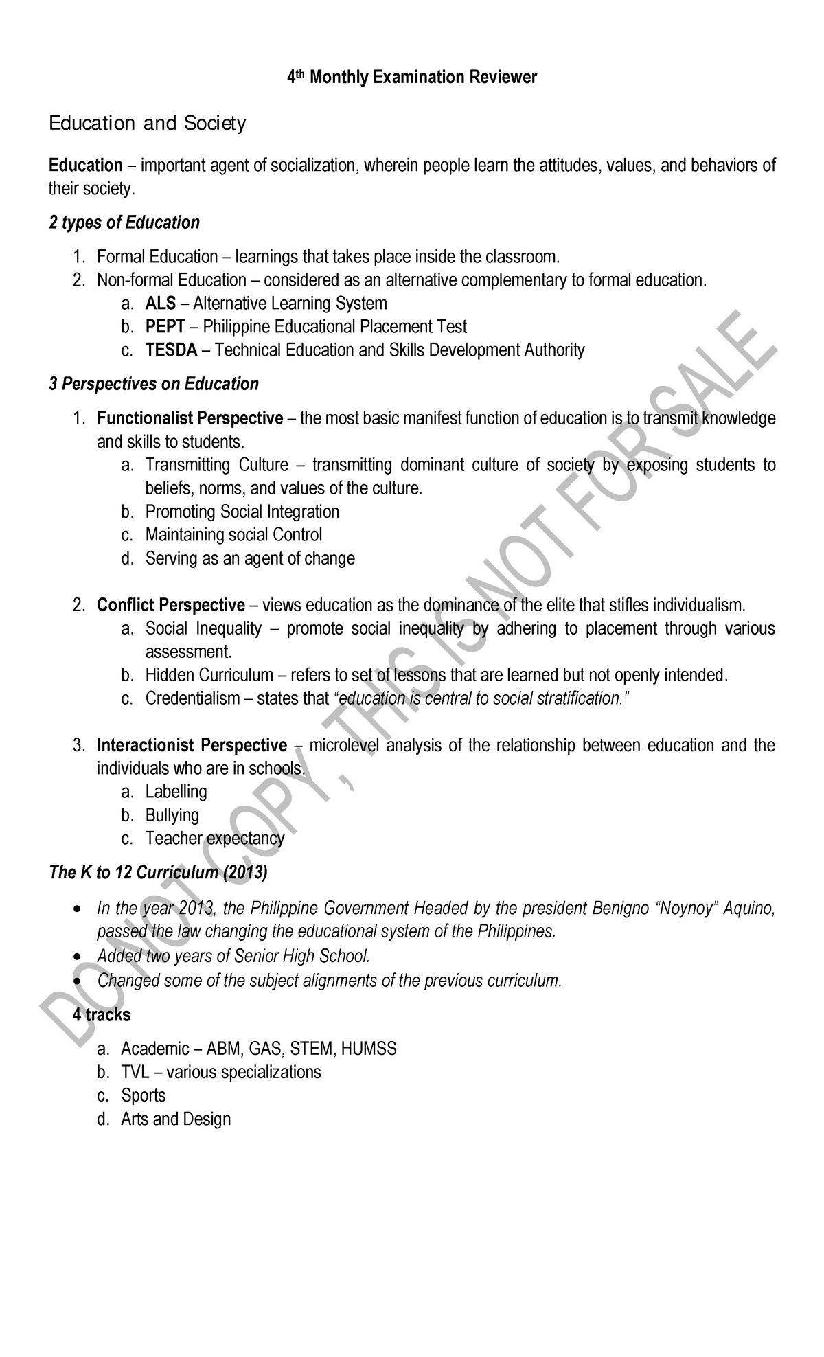 4th Monthly Examination Reviewer - 4 th Monthly Examination Reviewer ...