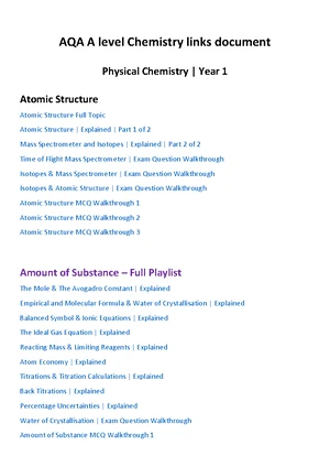 AQA A-Level Chemistry 2024 Paper 1 Unofficial Markscheme Discussion - Studocu