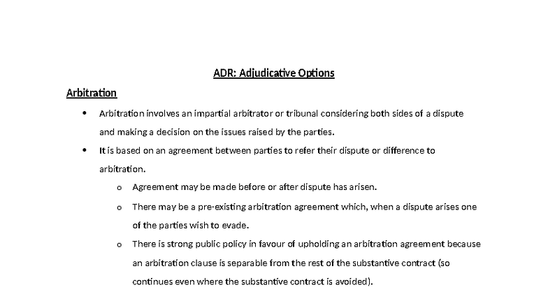 Adjudicative ADR: Arbitration Principles and Procedures - Studocu