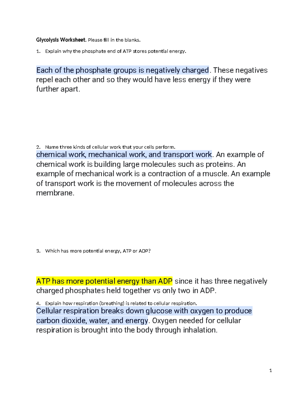 Week 2 Glycolysis Worksheet (1) done - Glycolysis Worksheet. Please ...