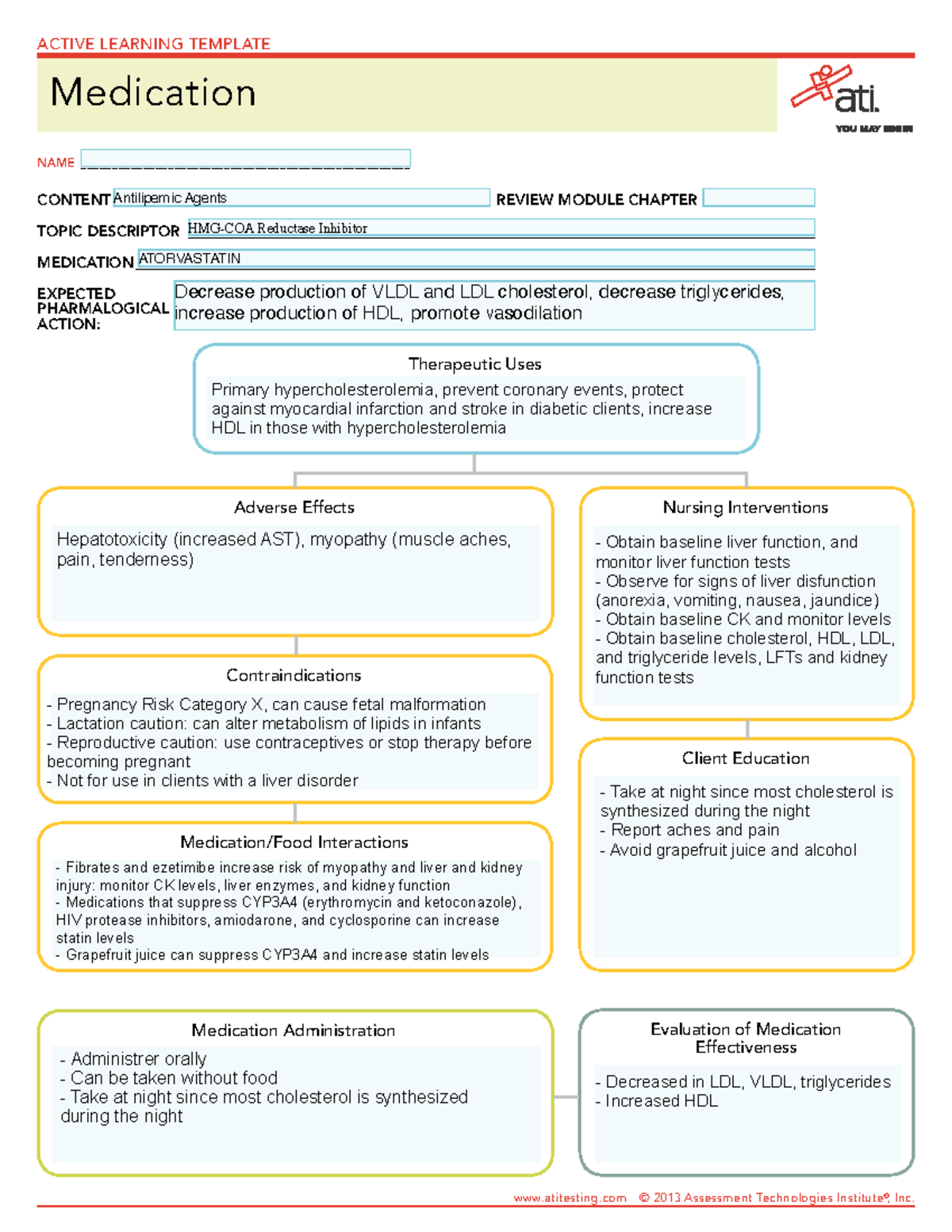 Atorvastatin - Med Temp - Adverse Effects Contraindications Medication ...