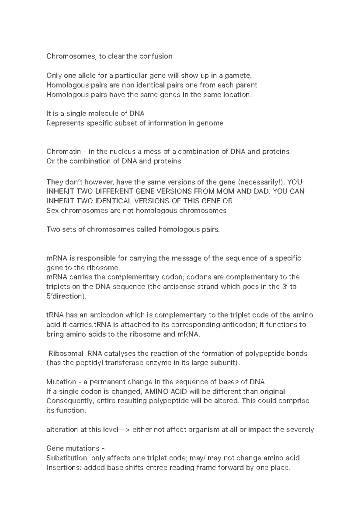 Chromosomes, to clear the confusion - Homologous pairs are non ...