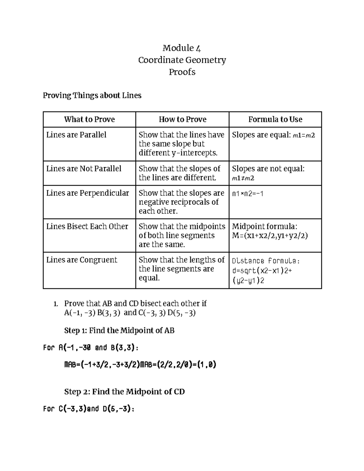 Module 4: Coordinate Geometry - Proving Line Relationships & Triangles ...