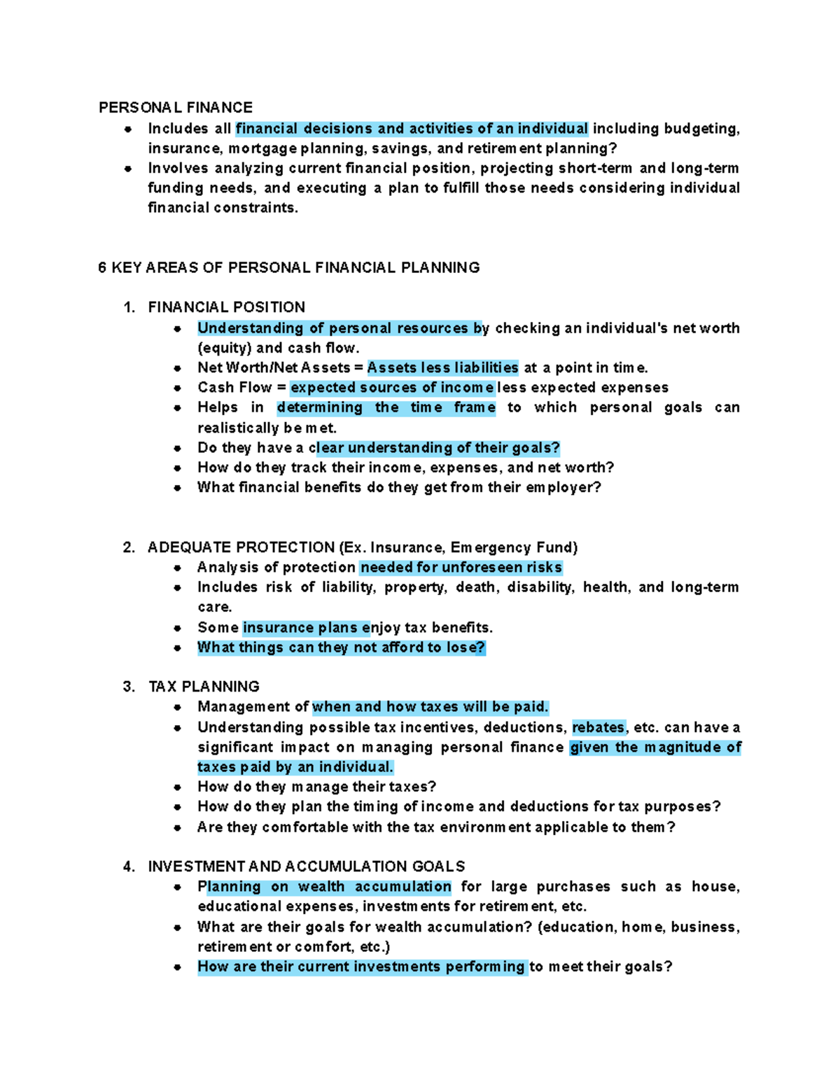 Personal Finance - Lecture notes 1-3 - PERSONAL FINANCE Includes all ...