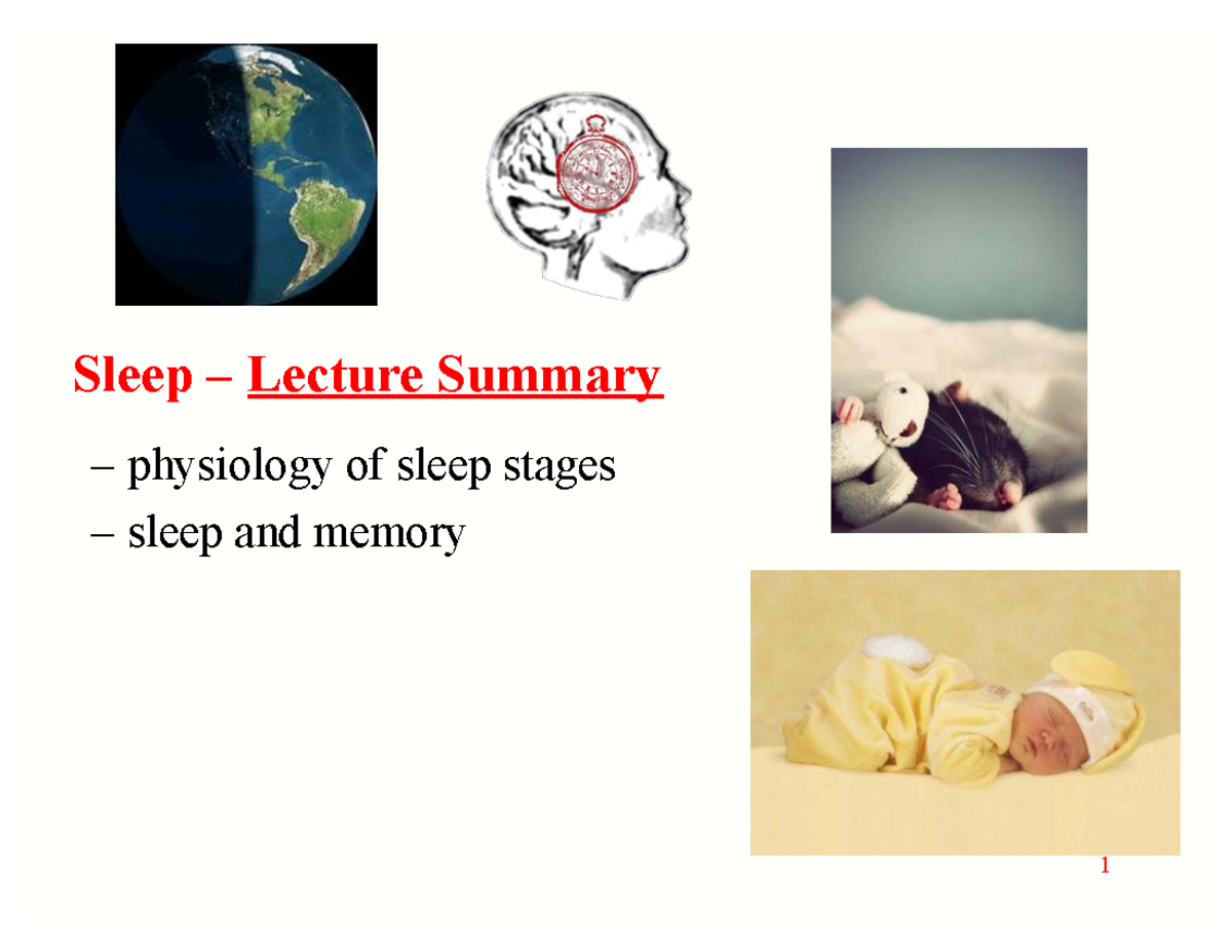 PSYC370 L18 - Sleep Stages and Memory Consolidation Lecture Summary ...