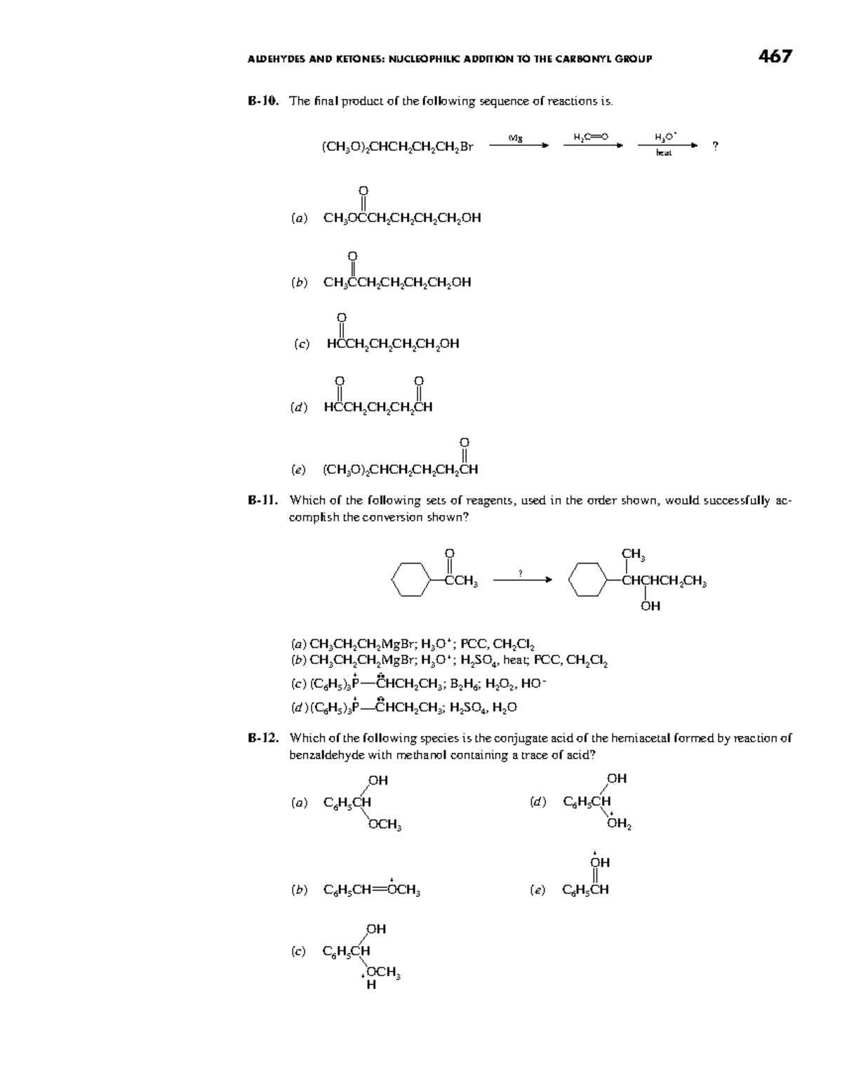 467 Organic Chemistry: Nucleophilic Addition to Carbonyls - Solutions ...