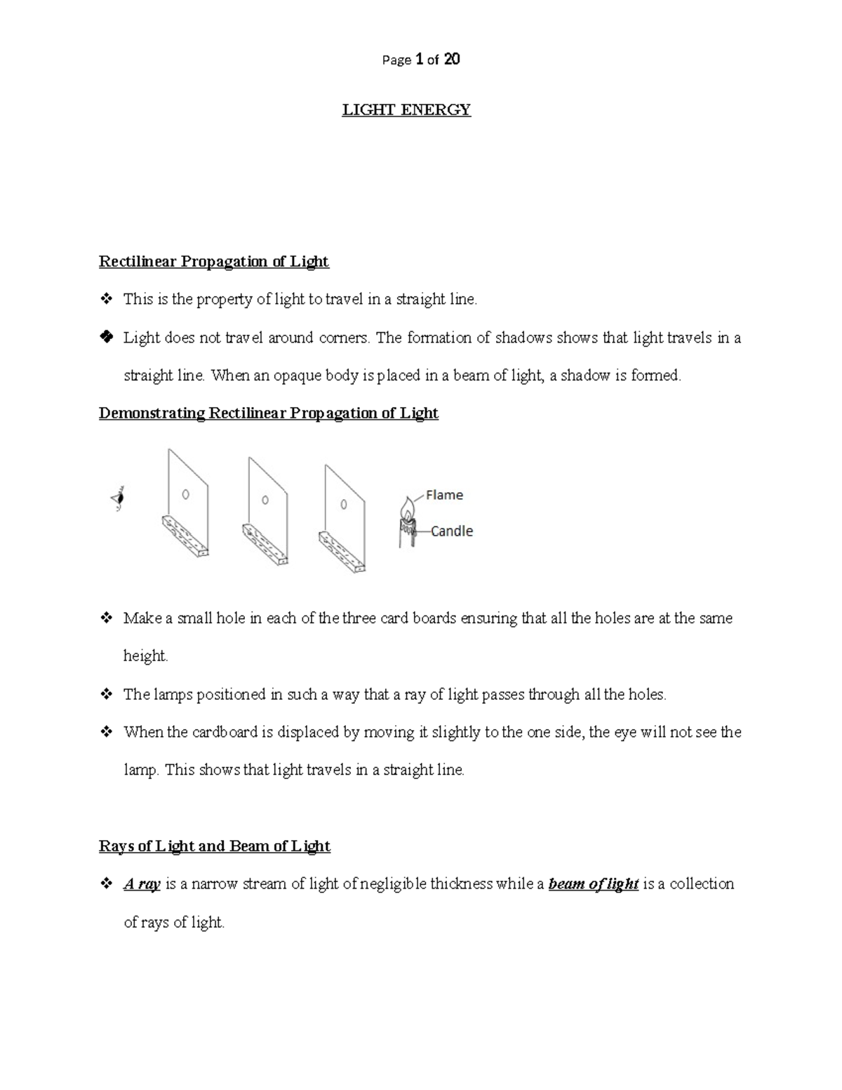 Light Energy: Rectilinear Propagation, Reflection, and Refraction ...