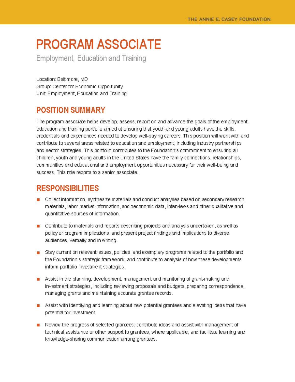 Program Associate EET 2026 Job Description and Responsibilities - Studocu