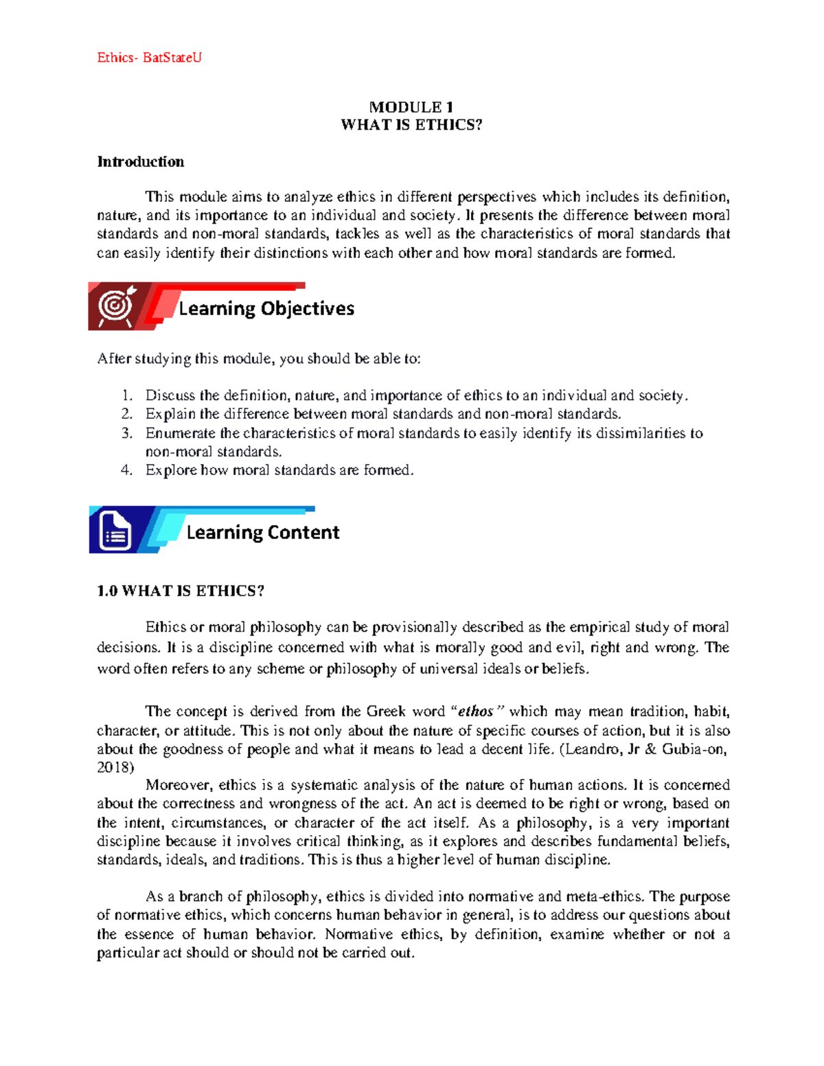 Module 1: Understanding Ethics, Moral Standards, and Their Importance - Studocu