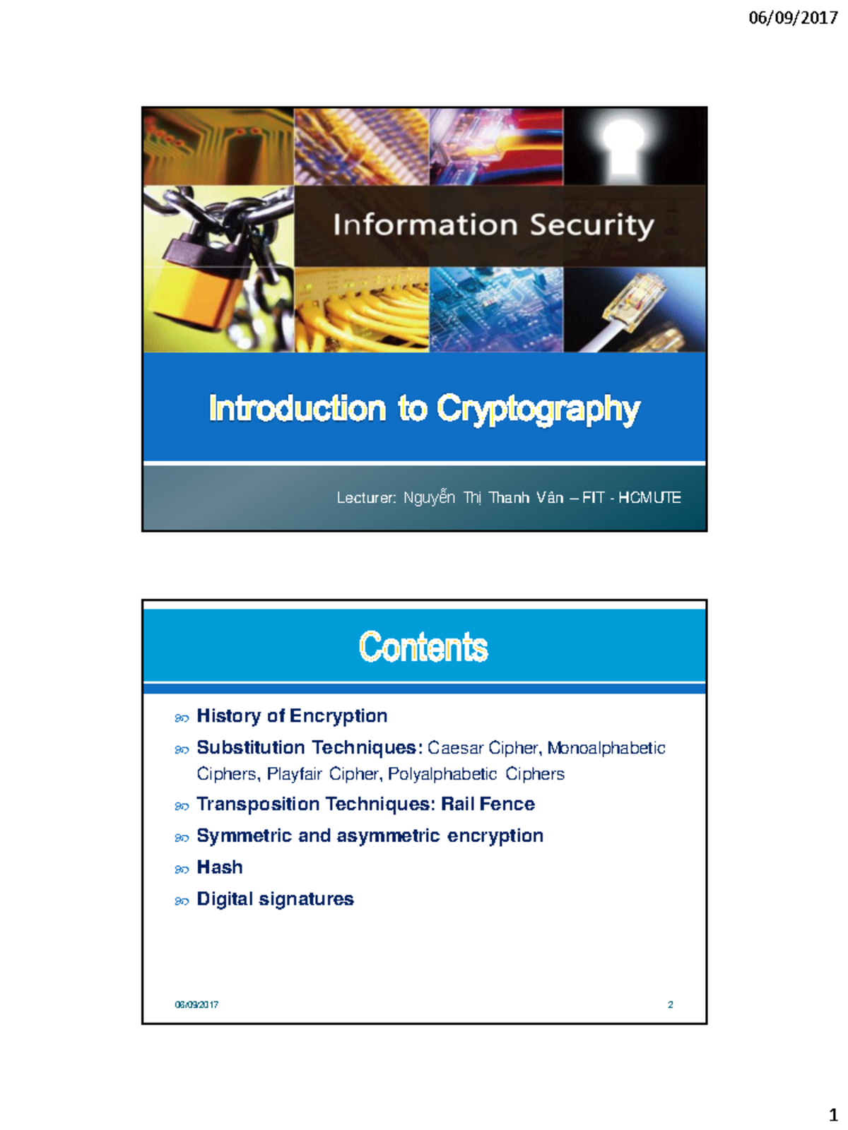 Chapter 10 - Cryptography - Lecturer: Nguyễn Thị Thanh Vân – FIT - HCMUTE History of - Studocu