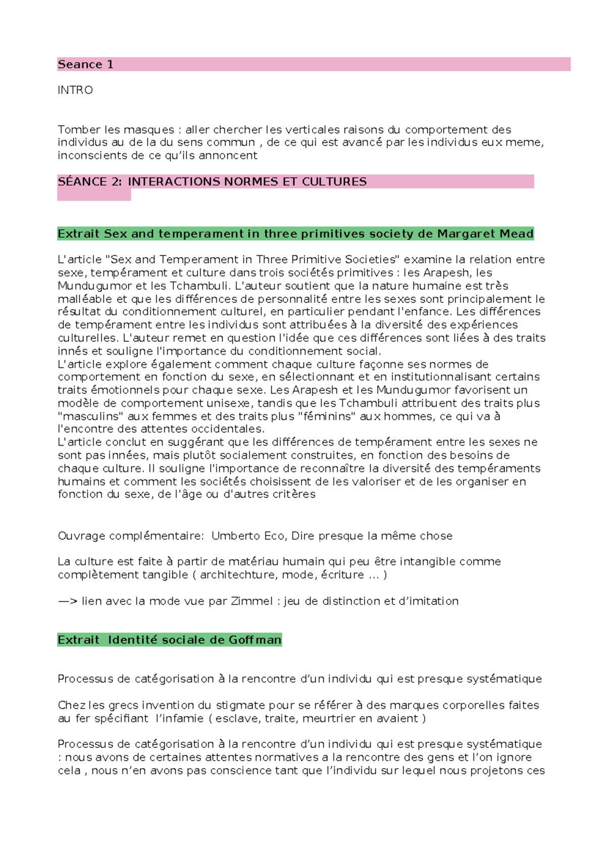 SÉANCE 1-9 : Perspectives en Sciences Sociales sur Comportement et ...