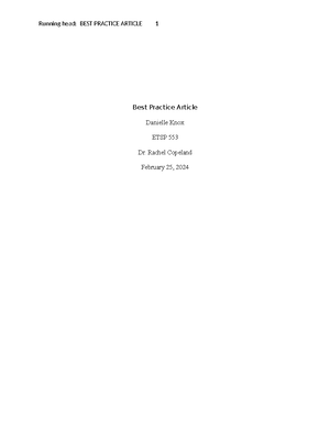 ETSP 553 Best Practices - Best Practices Alexis Novotny College of ...