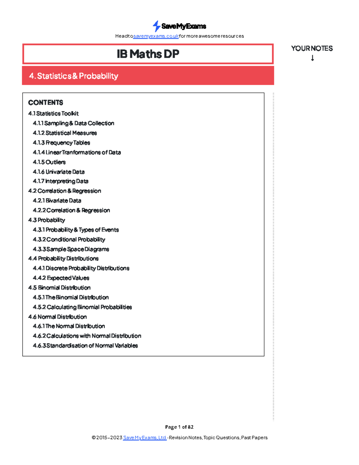 4. Statistics and Probability - Page 1 of 82 IB Maths DP ####### 4 ...