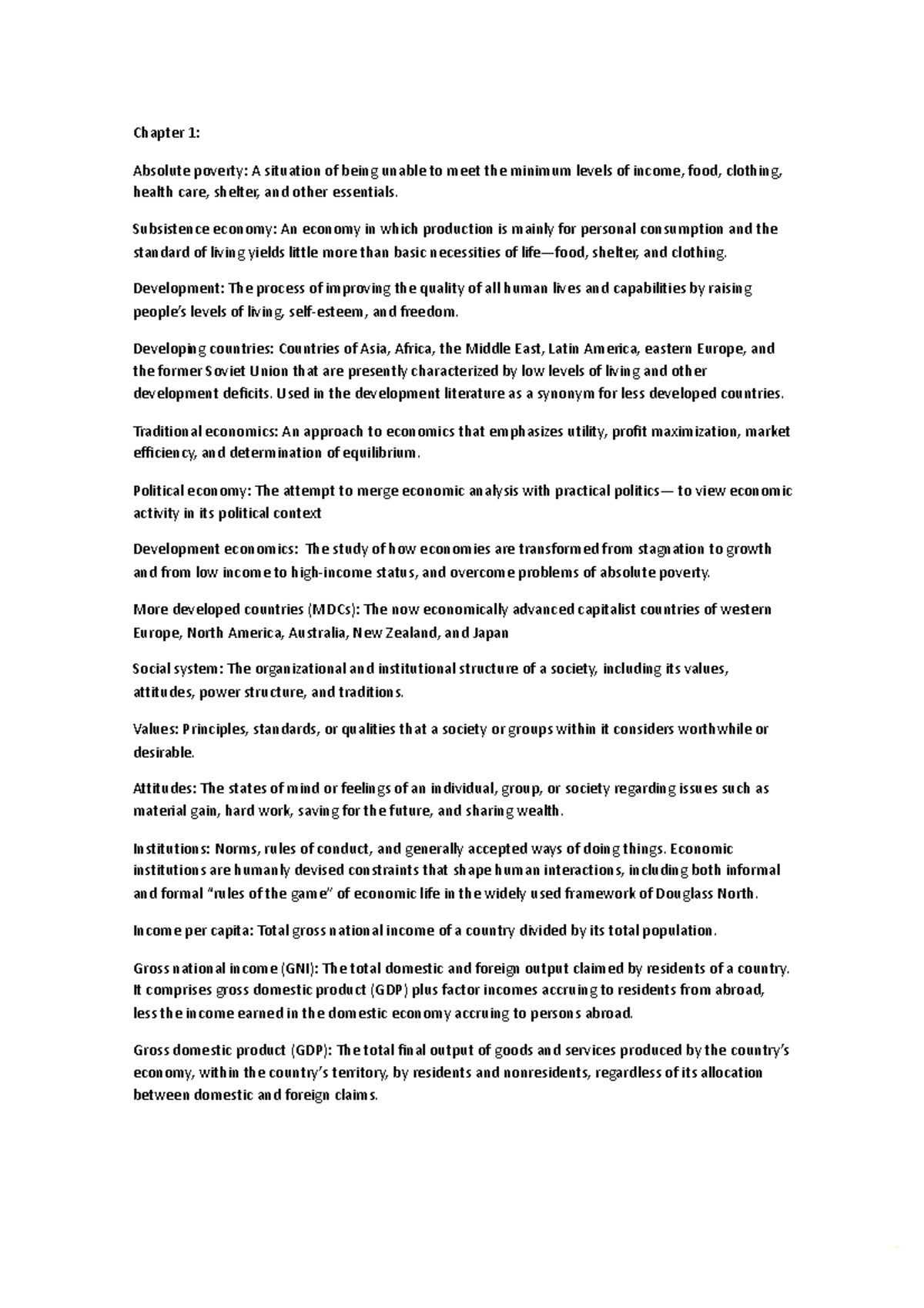 Development Economics: Key Concepts and Theories (ECO 101) - Studocu