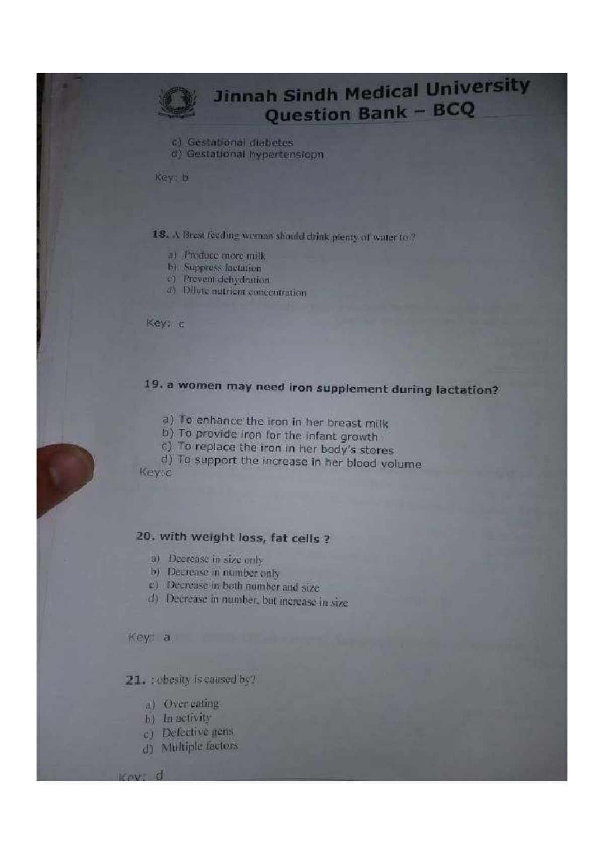 JSMU Applied Nutrition MCQs Question Bank - Studocu