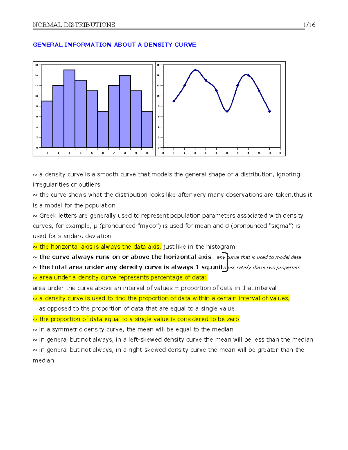 Normal Distbns - Statistics Through Example - Lecture Notes ...