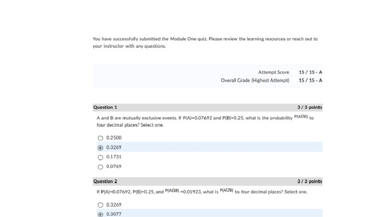 MAT-243 Quiz 1 - Module 1 Probability and Python Concepts - Studocu