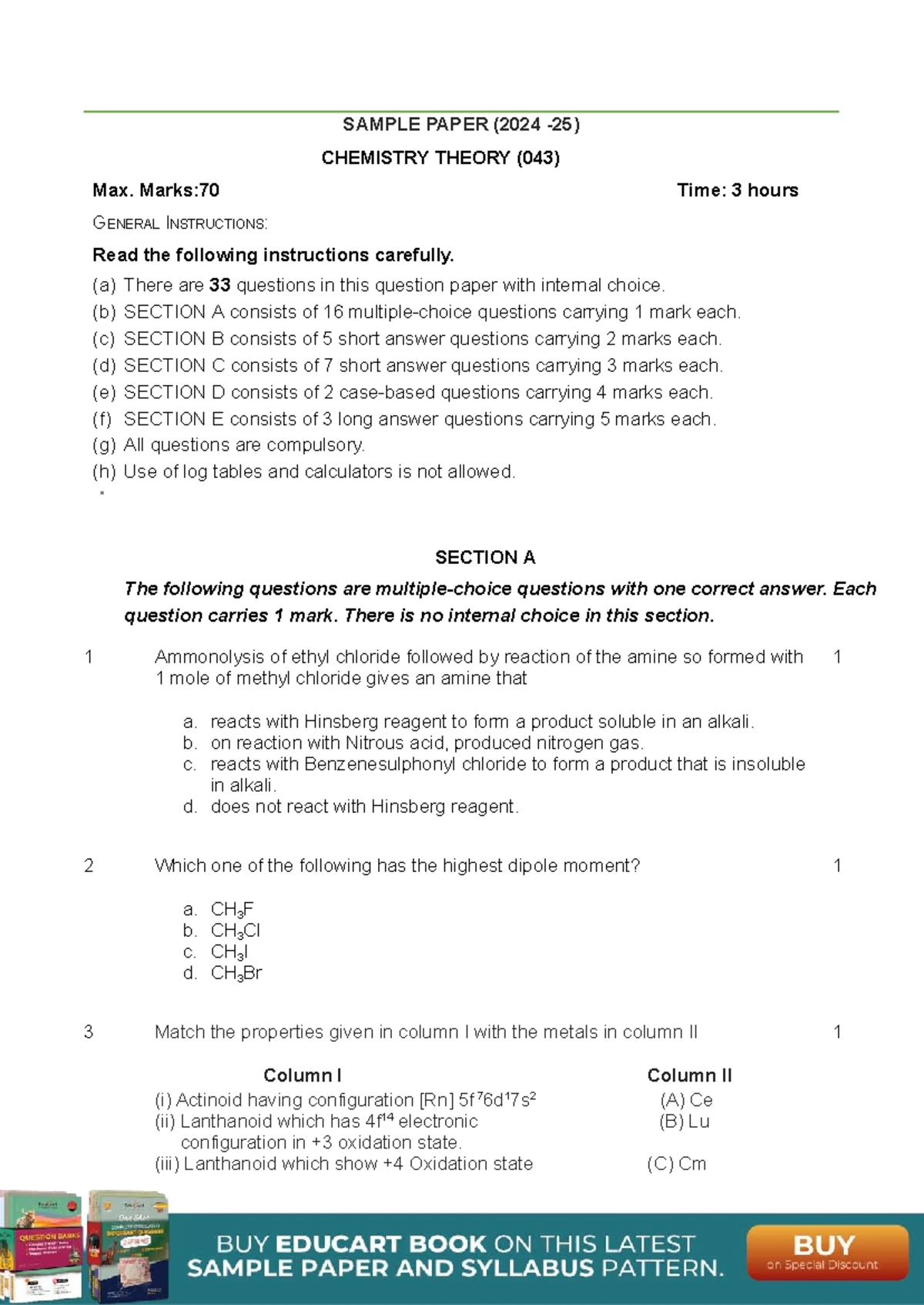 2024-25 Class 12 Physics Sample Question Paper - Subject Code 042 - Studocu