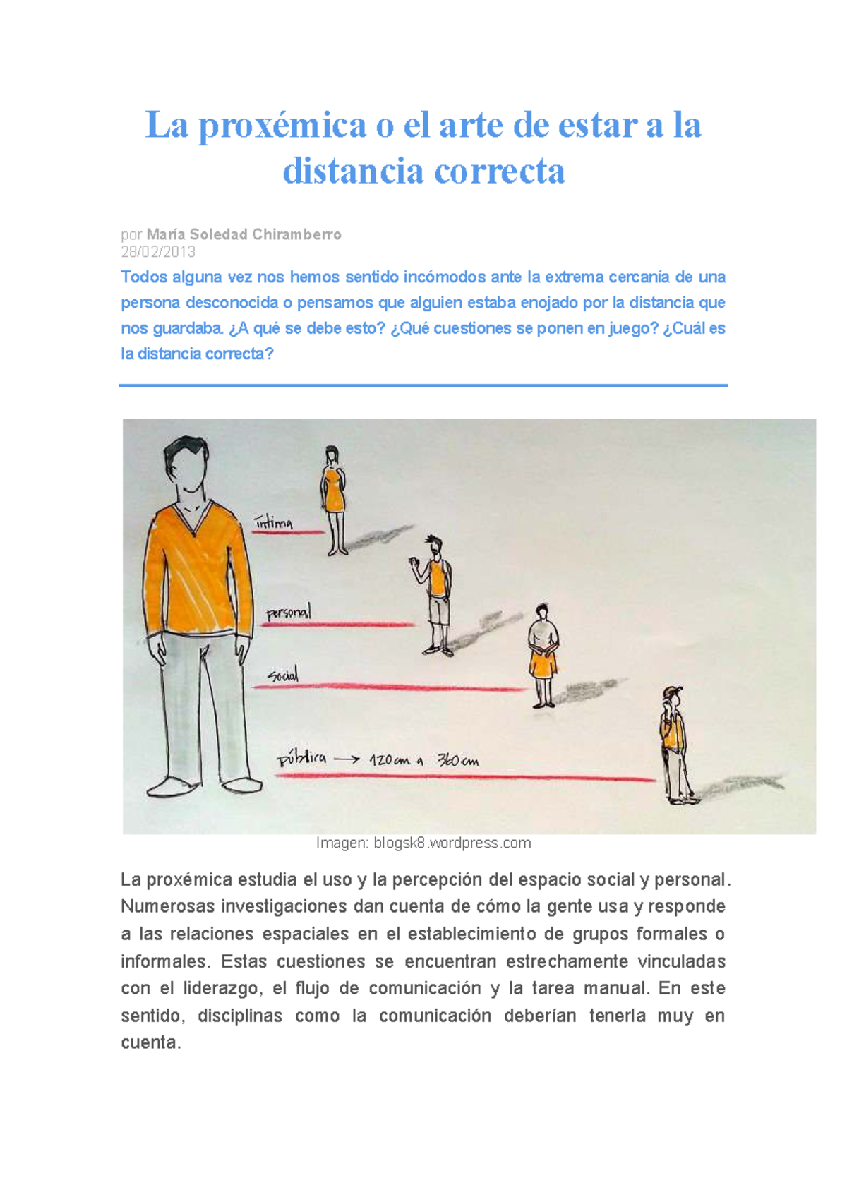 La proxémica o el arte de estar a la distancia correcta - La proxémica ...