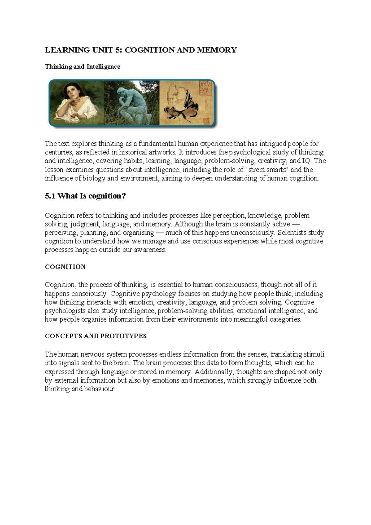 Unit 5: Cognition and Memory - Key Concepts and Strategies - Studocu