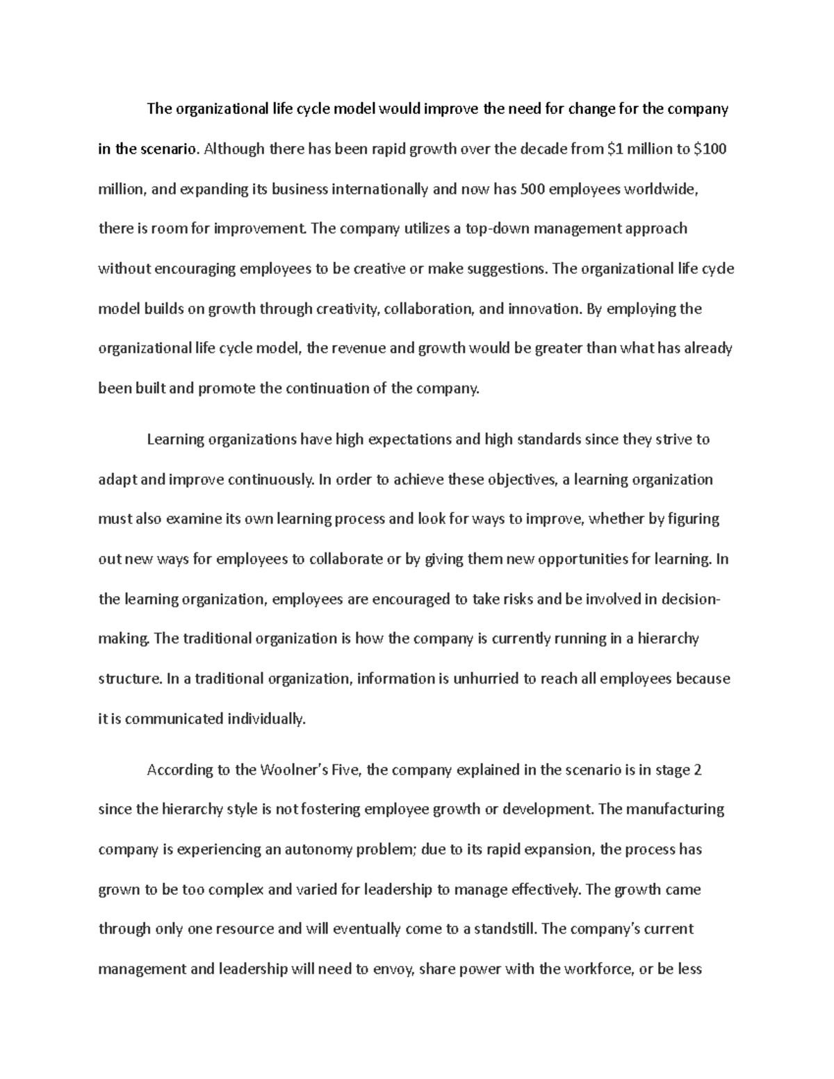 Change Management C721 - Task 1: Enhancing Organizational Growth ...