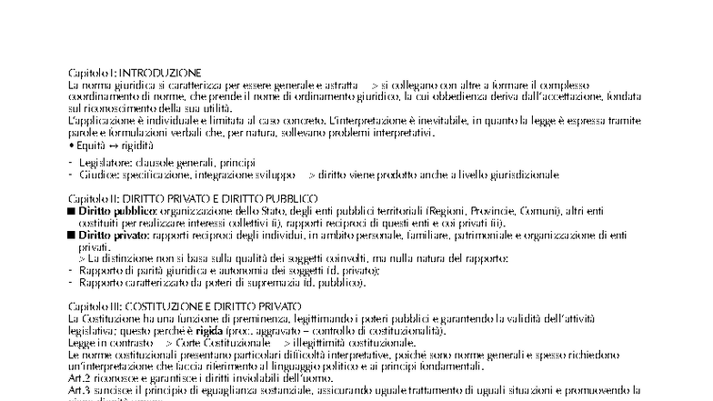 Riassunto Schema Diritto Privato 1: Norme e Principi Fondamentali - Studocu