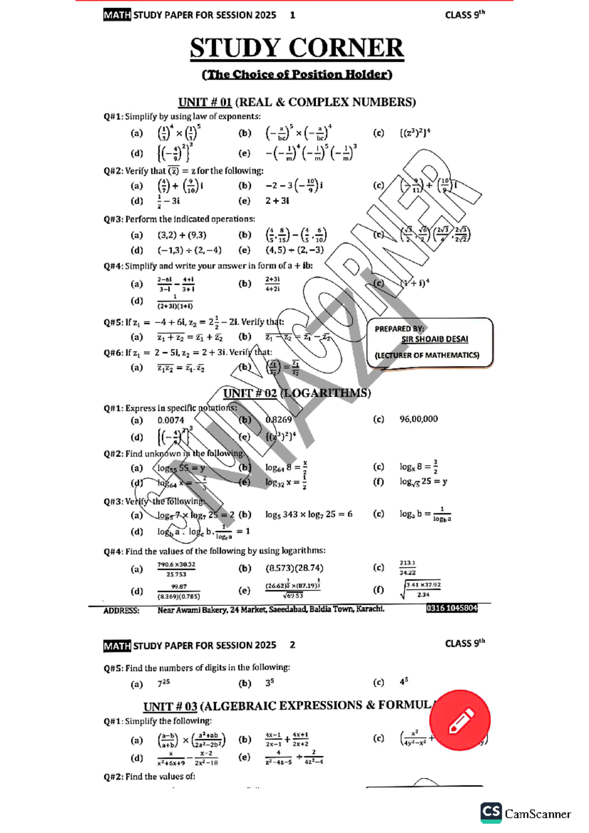 Class IX Mathematics Preparation Paper - Session 2025 Analysis and ...