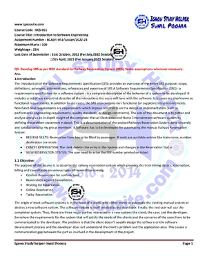 BCS 051 Introduction to Software Engineering Study Notes - Contents ...