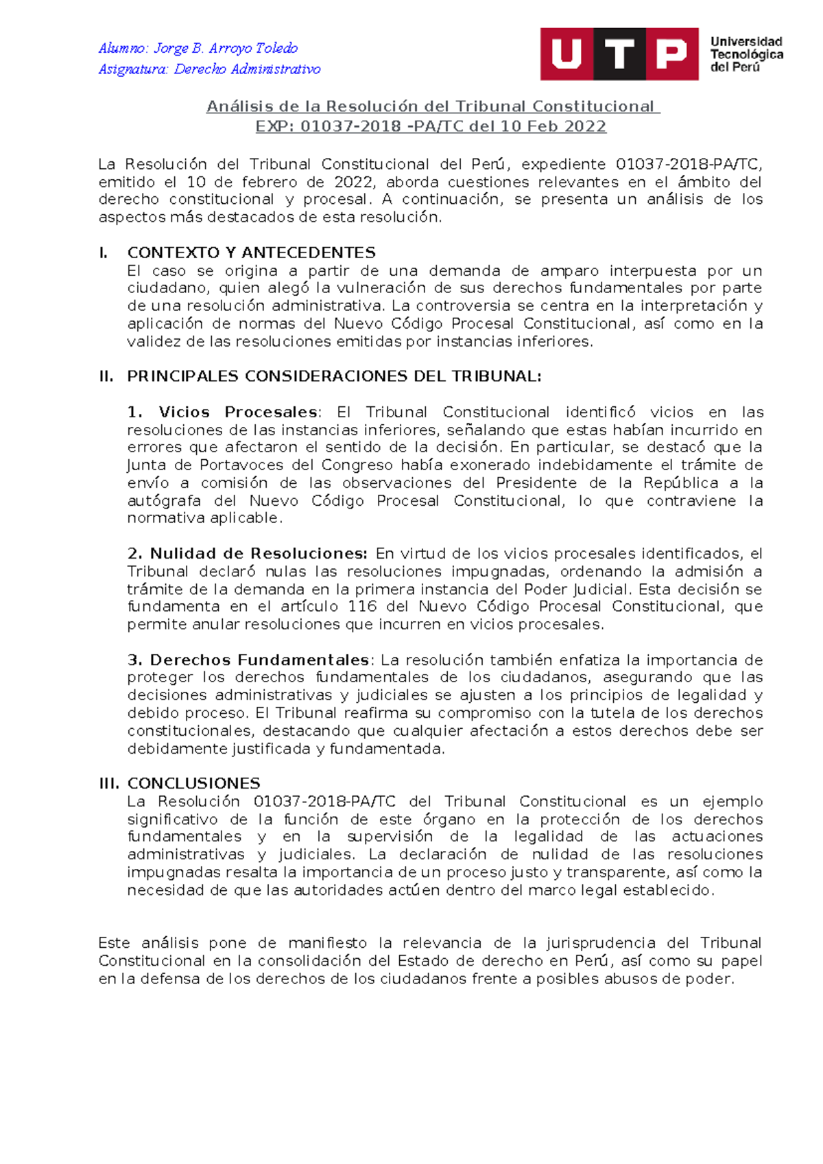 Derecho Admvo - Análisis de la Resolución STC S-4 del 10 Feb 2022 - Studocu