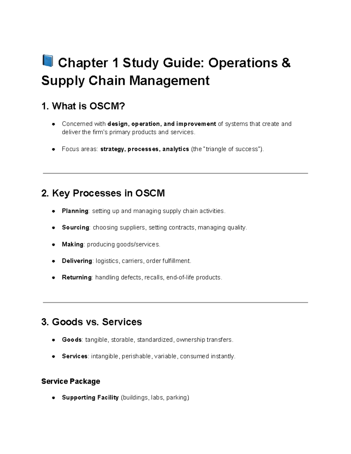 Chapter 1 Study Guide: Operations Chain OPM - Studocu