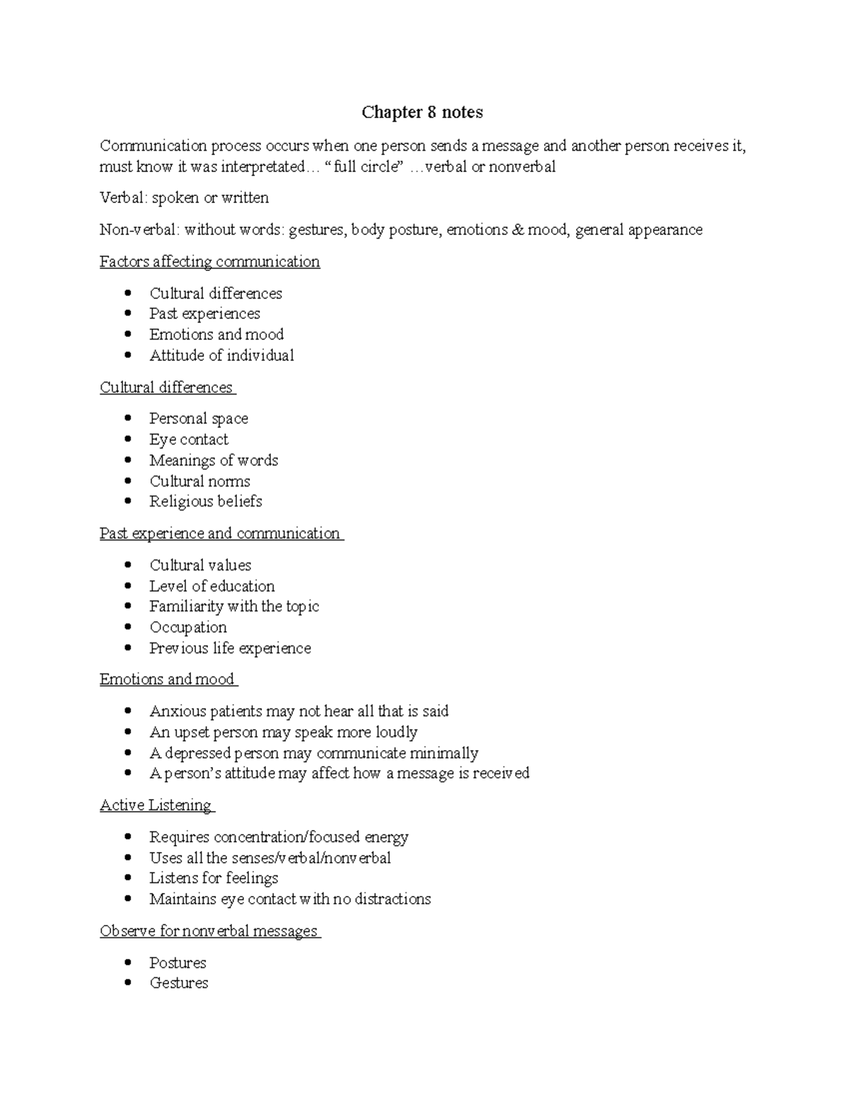 Chapter 8 notes - Chapter 8 notes Communication process occurs when one ...