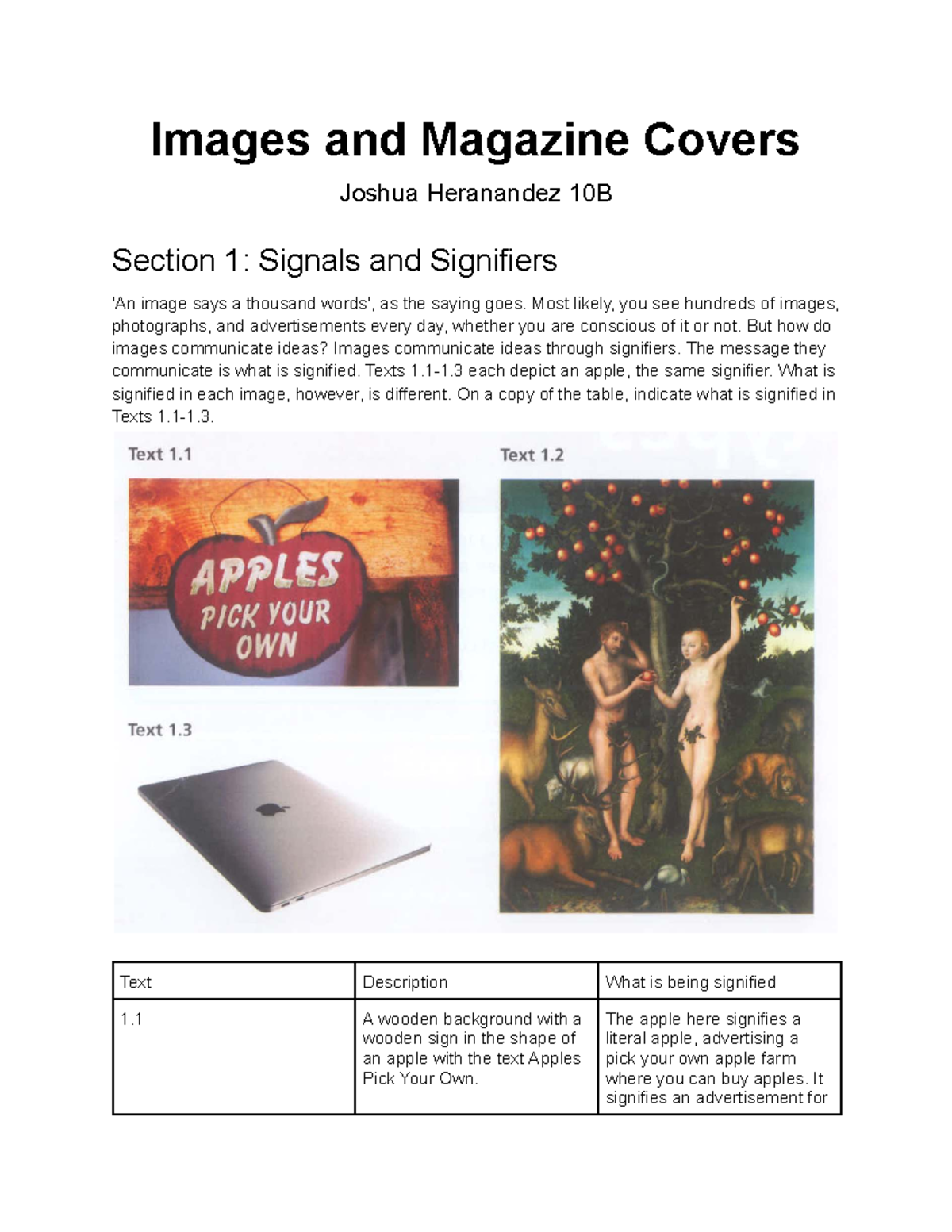 Analyzing Images and Signifiers in Media - ENG 10B Task 2 - Studocu