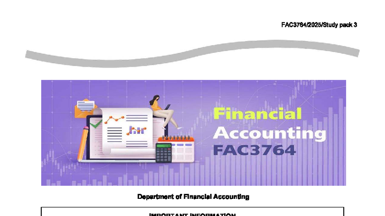 Study Pack 3: Financial Accounting FAC3764 - Integrated Questions ...