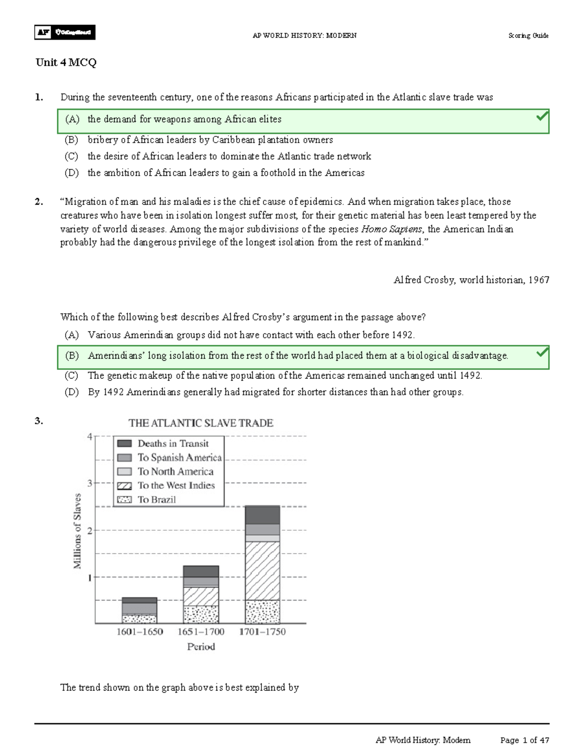 AP World History: Modern Unit 4 MCQ Review Notes - Studocu