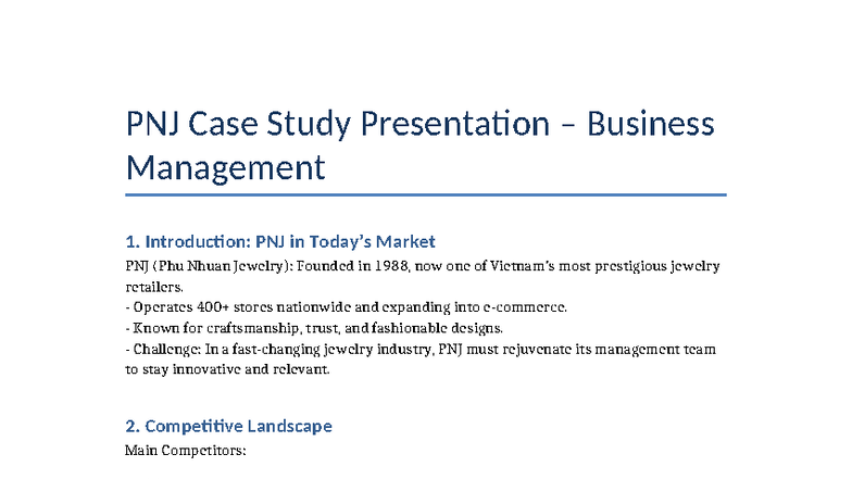 PNJ Case Study Presentation: Business Management Insights - Studocu