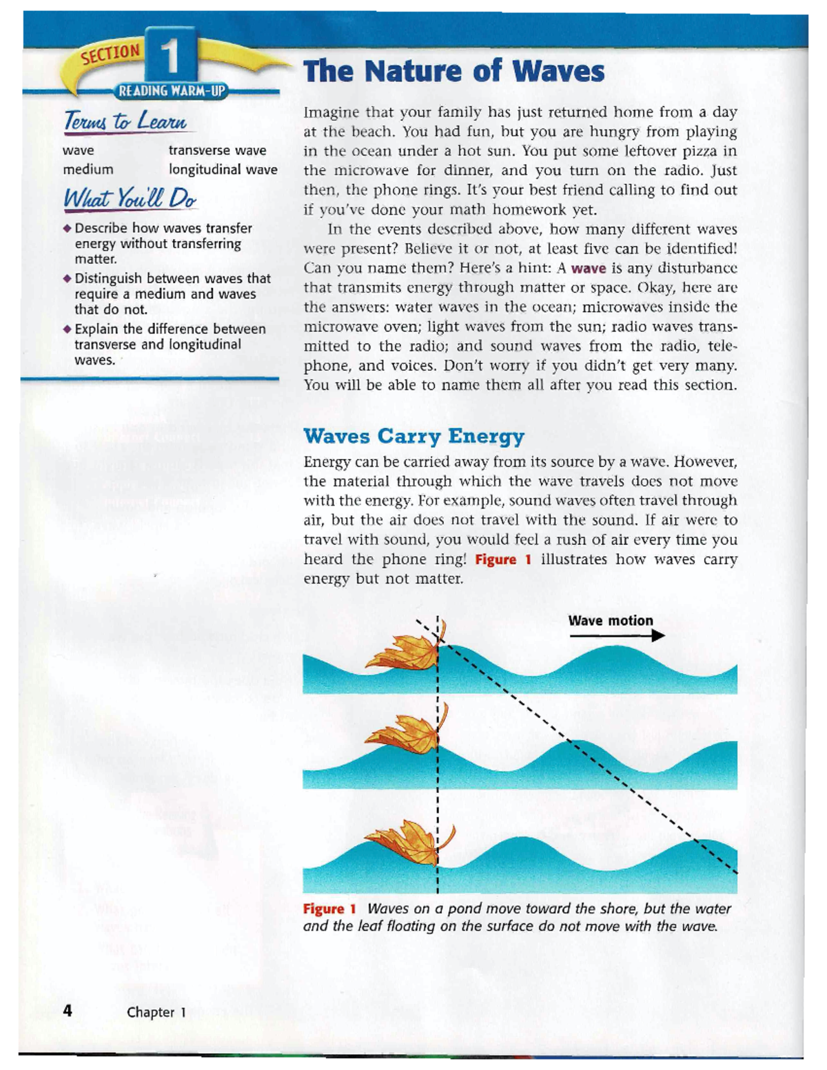 Wave Types - waves - SECTION 1 The Nature of Waves READING Terms to ...
