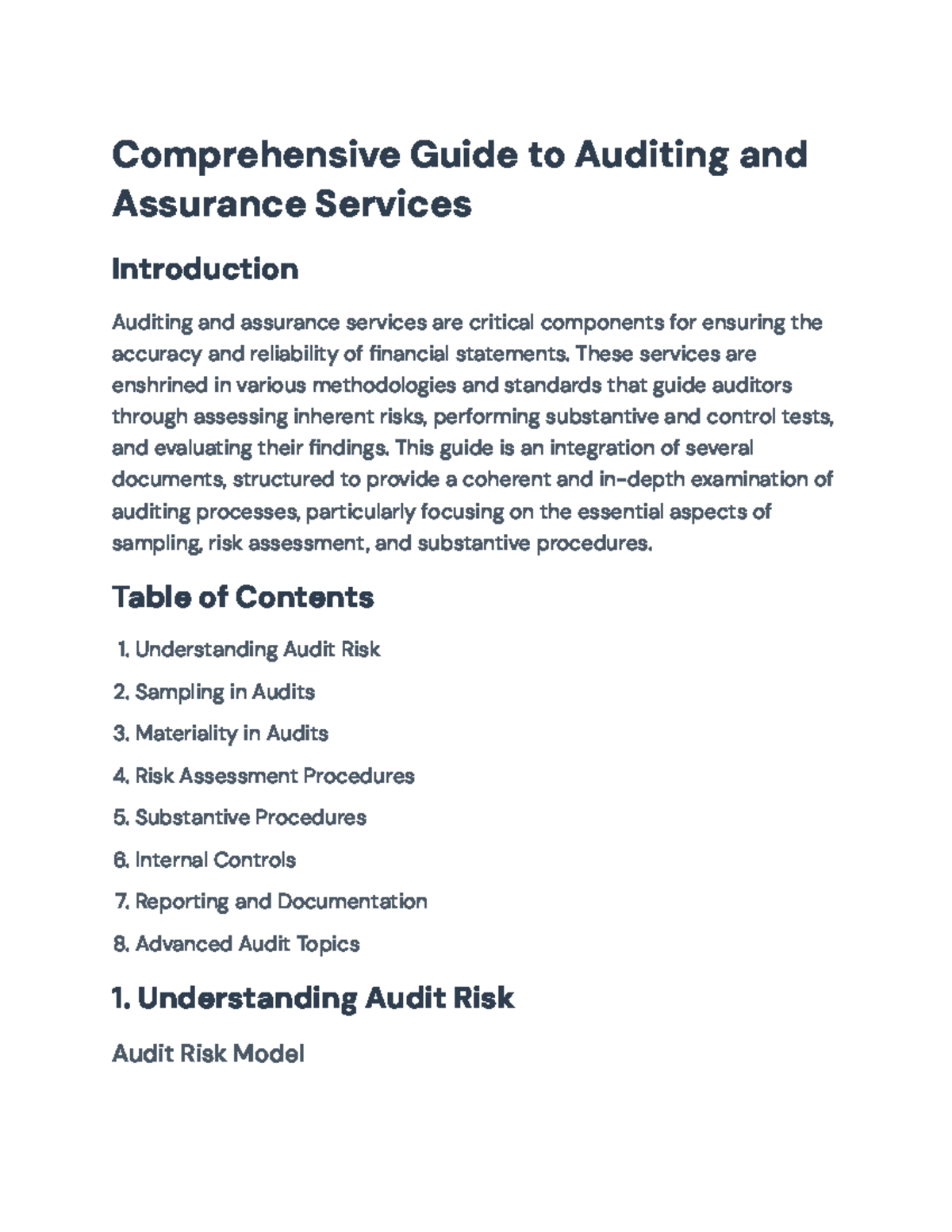 Comprehensive Guide to Auditing and Assurance Services (Course Code ...