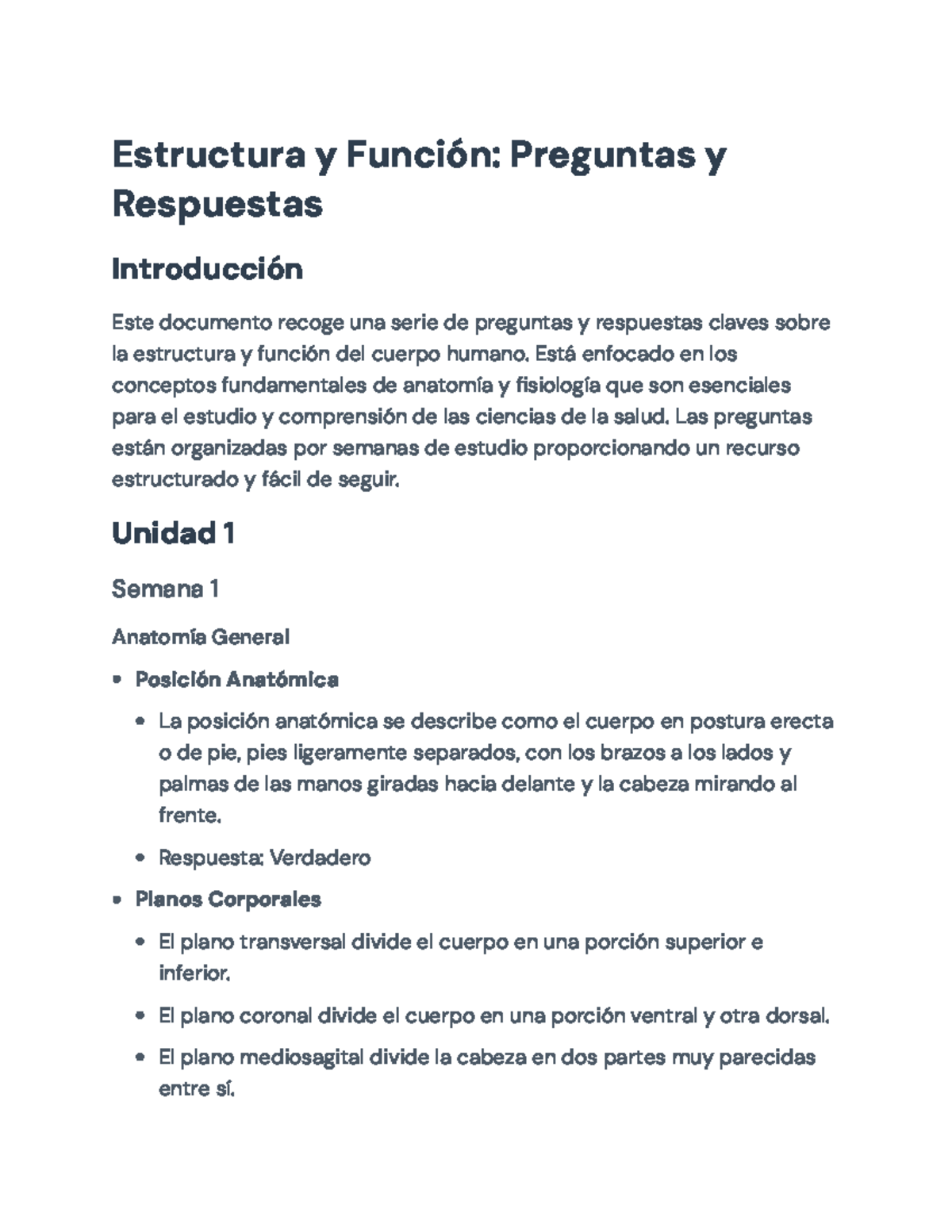 Estructura y Función del Cuerpo Humano: Preguntas y Respuestas Clave - Estructura y Función ...