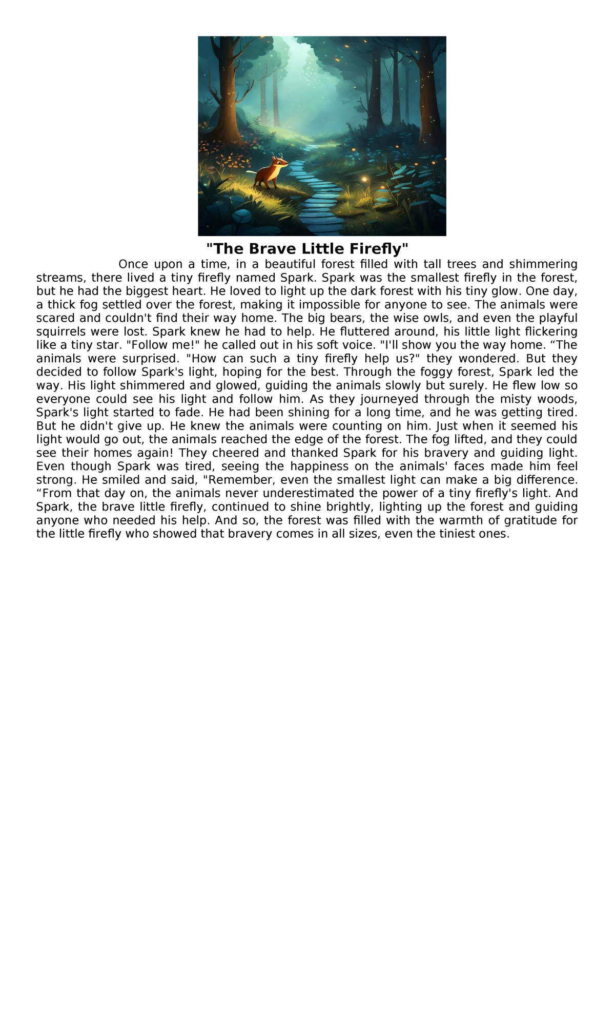 APAW The Story of Spark: The Brave Little Firefly Adventure - Studocu