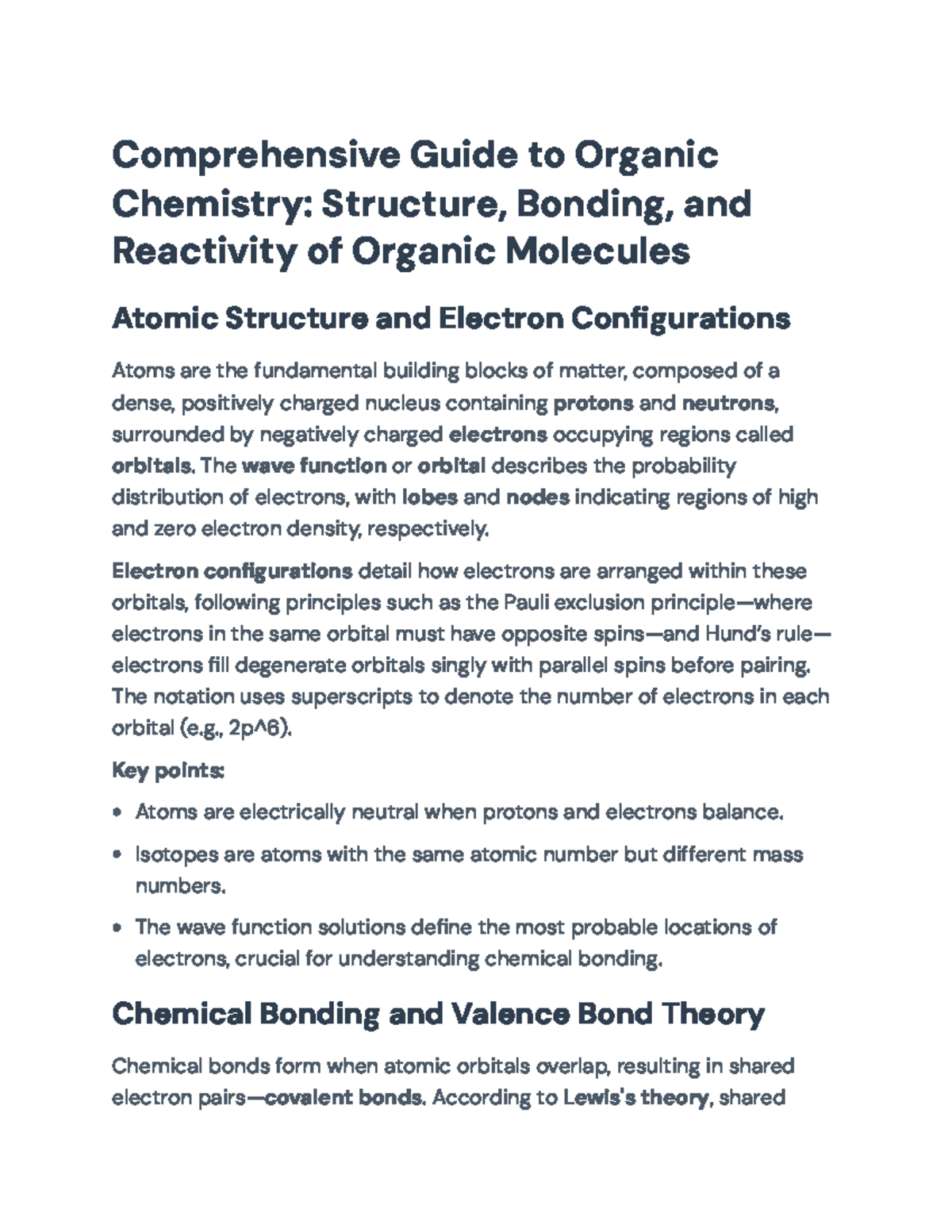Comprehensive Organic Chemistry Study Guide: Structure & Reactivity ...